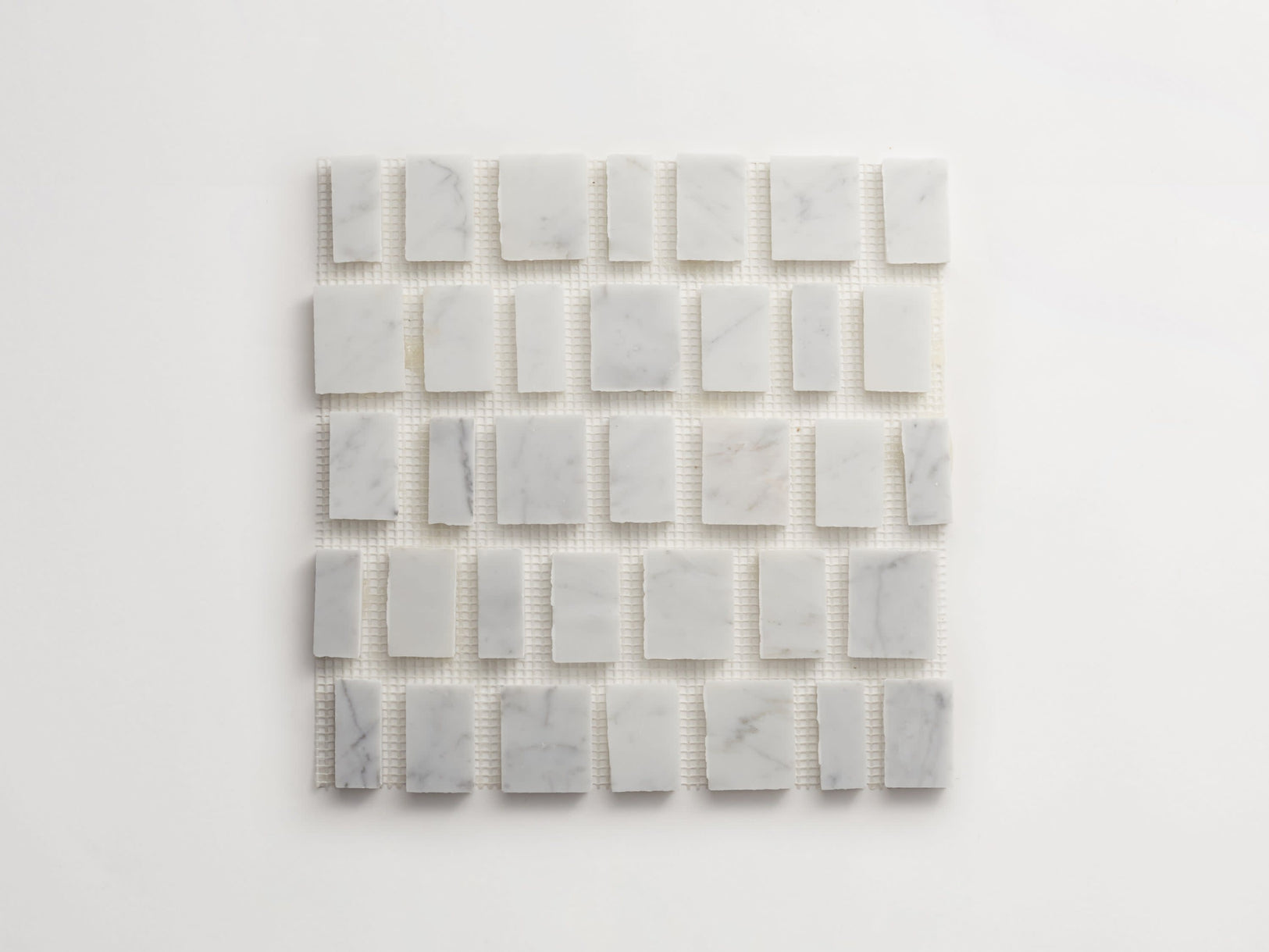 carrara marble | rough cut mosaic tile | large joint | clé – clé tile