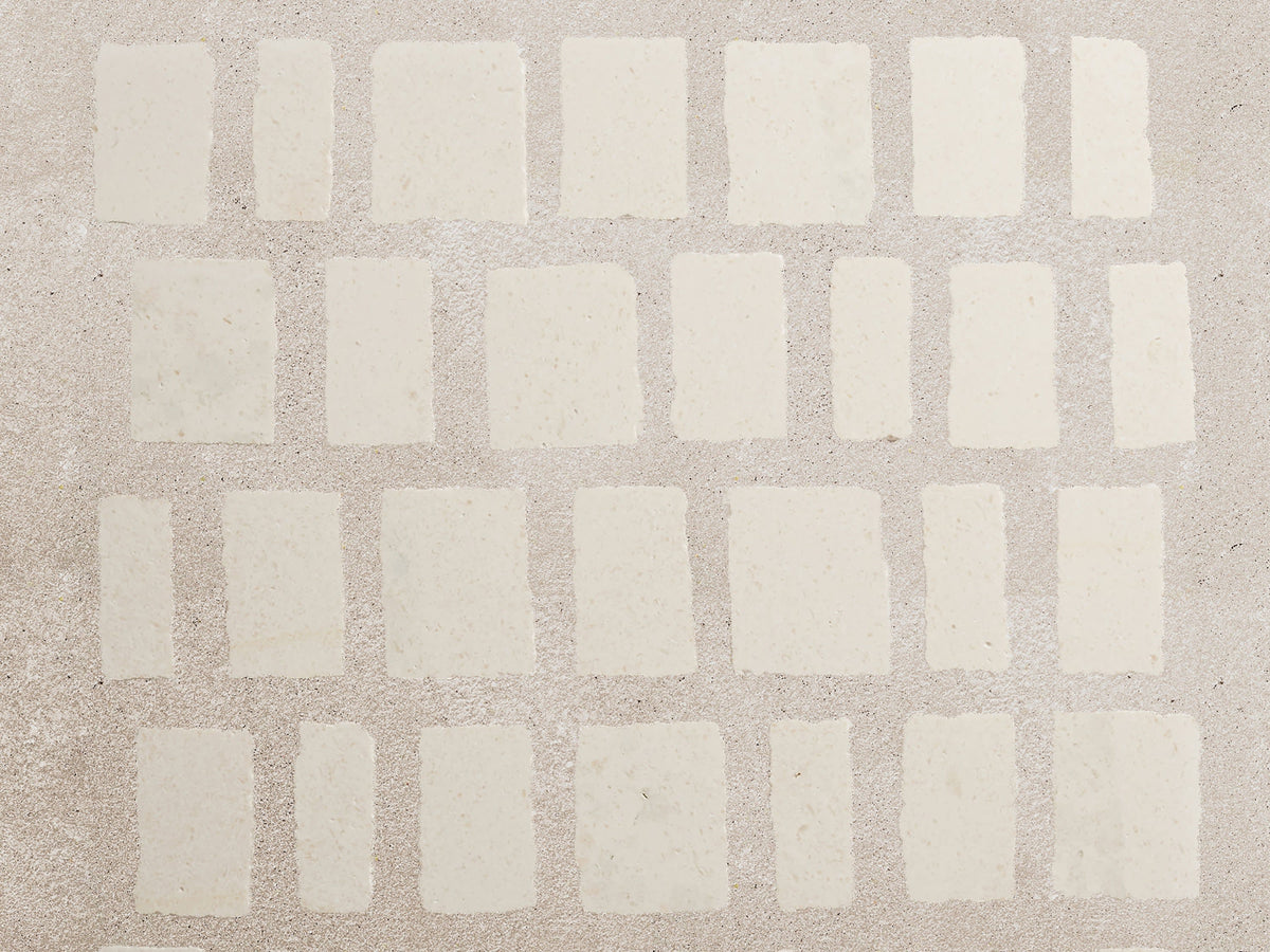 white mosaic tile | limestone | wide grout lapidary | clé – clé tile