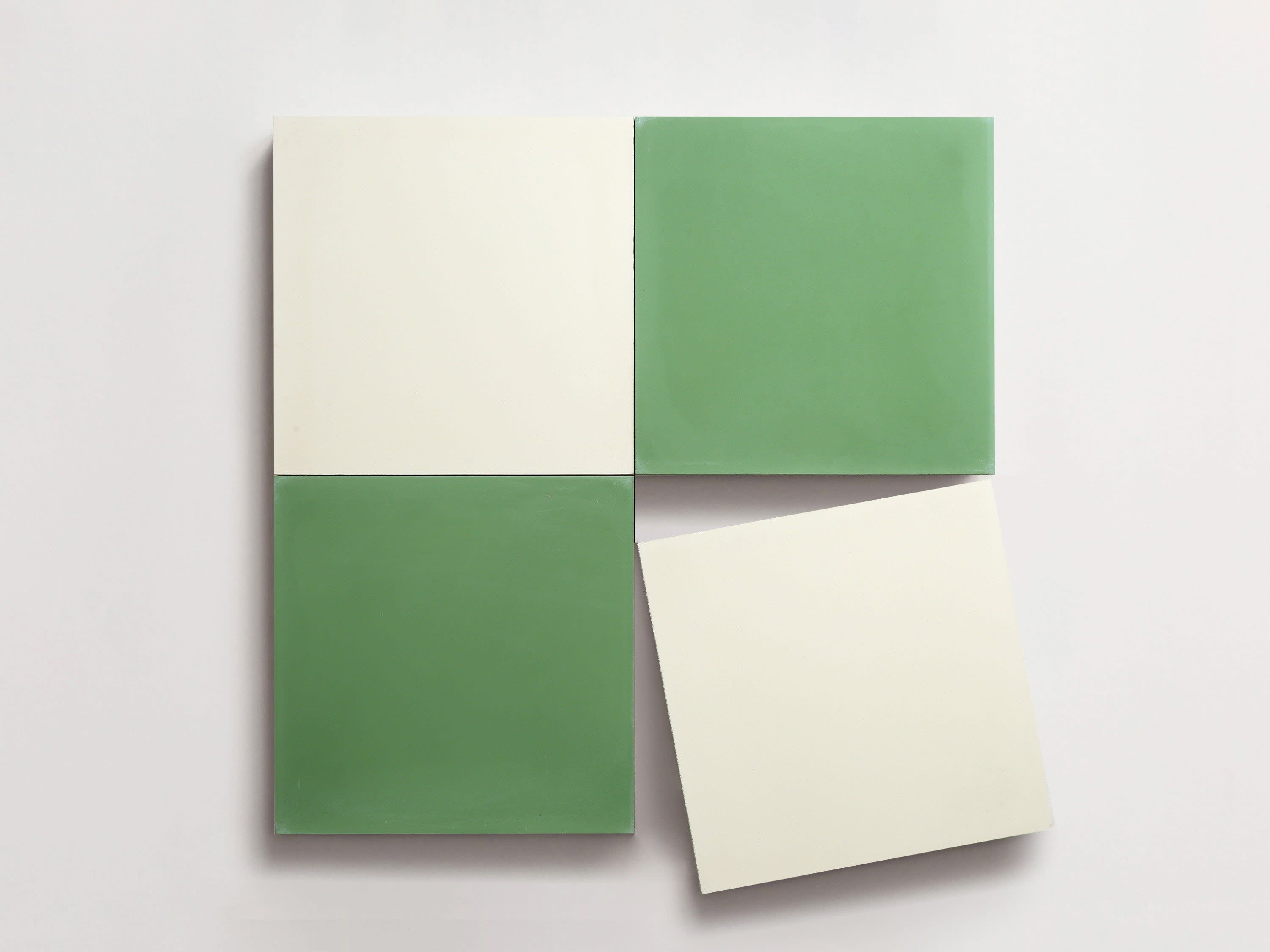 8x8 square | white & green | checkerboard cement tile | clé – clé tile