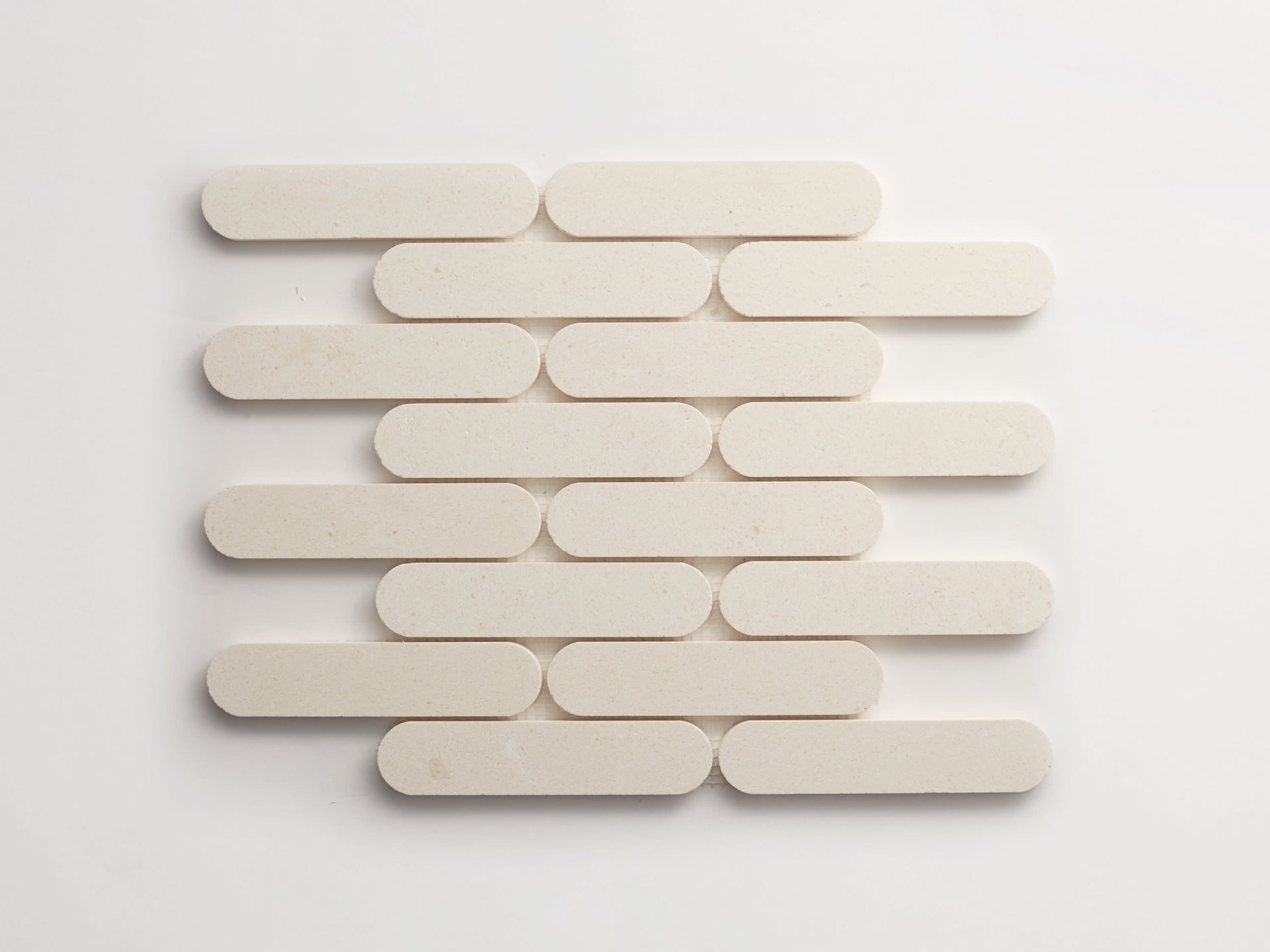 white limestone | mosaic tile | oval petit | lapidary | clé | clé tile