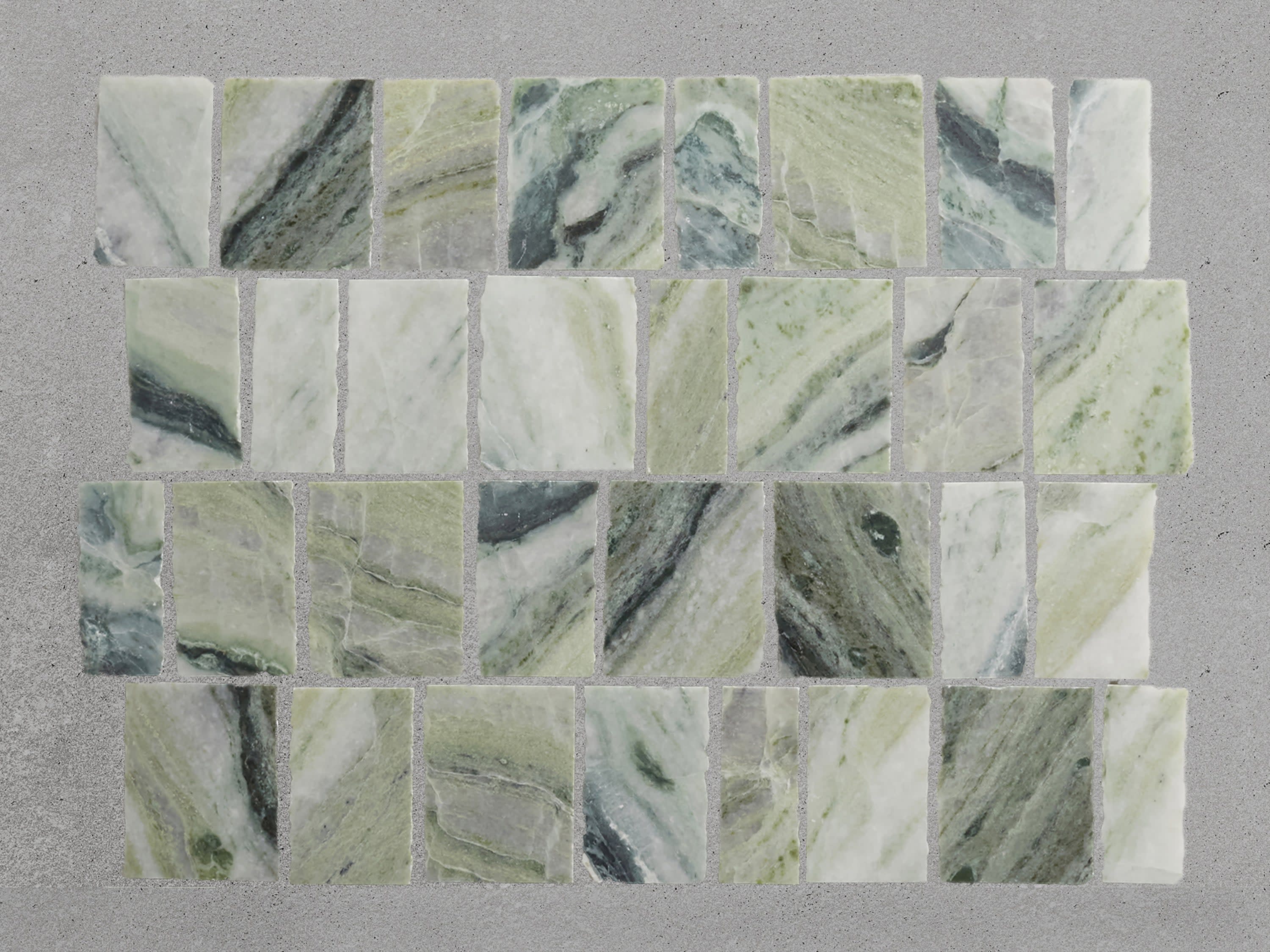 green mosaic tile | marble | rough cut lapidary | clé tile