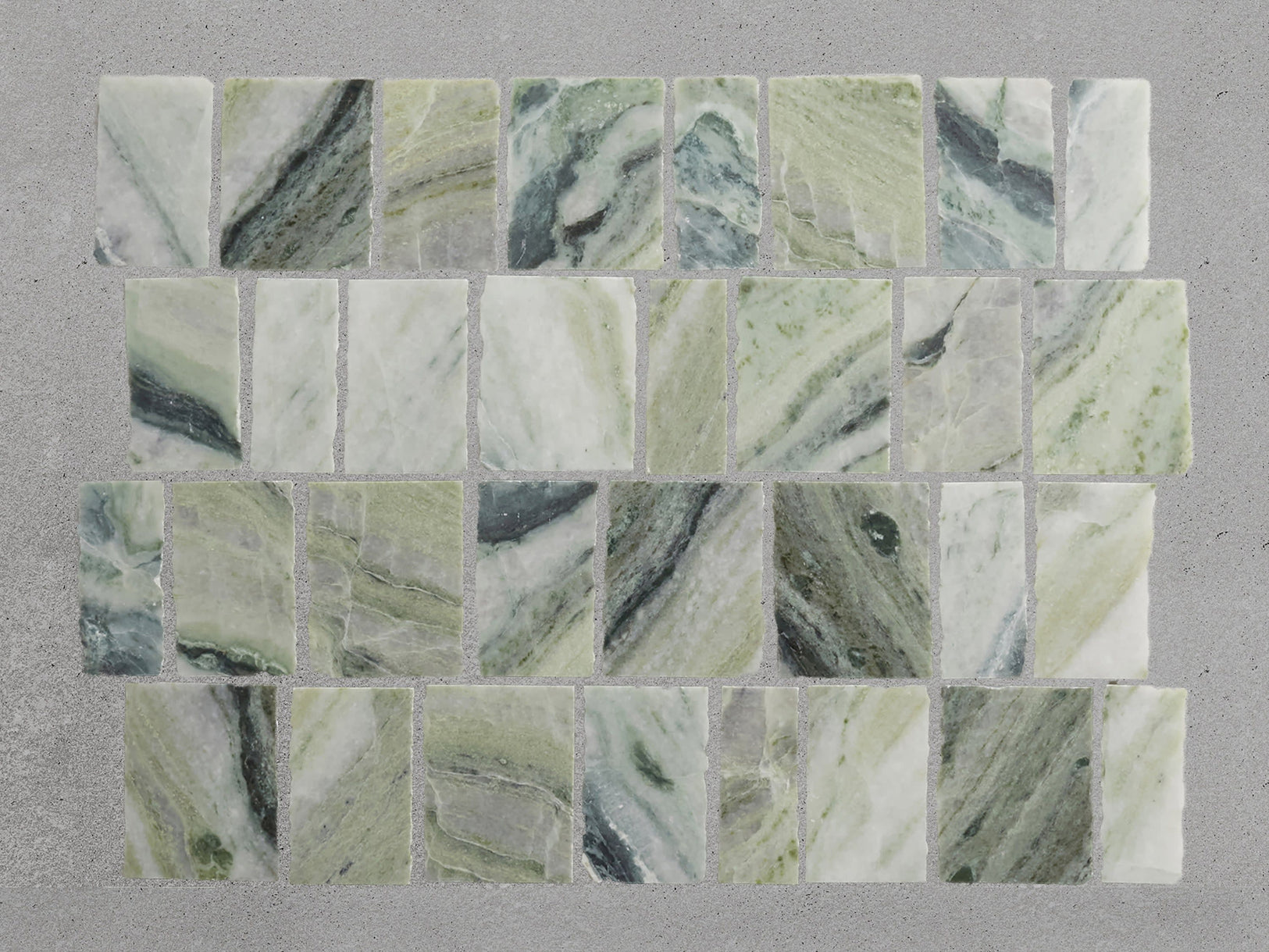 green mosaic tile | marble | rough cut lapidary | clé tile