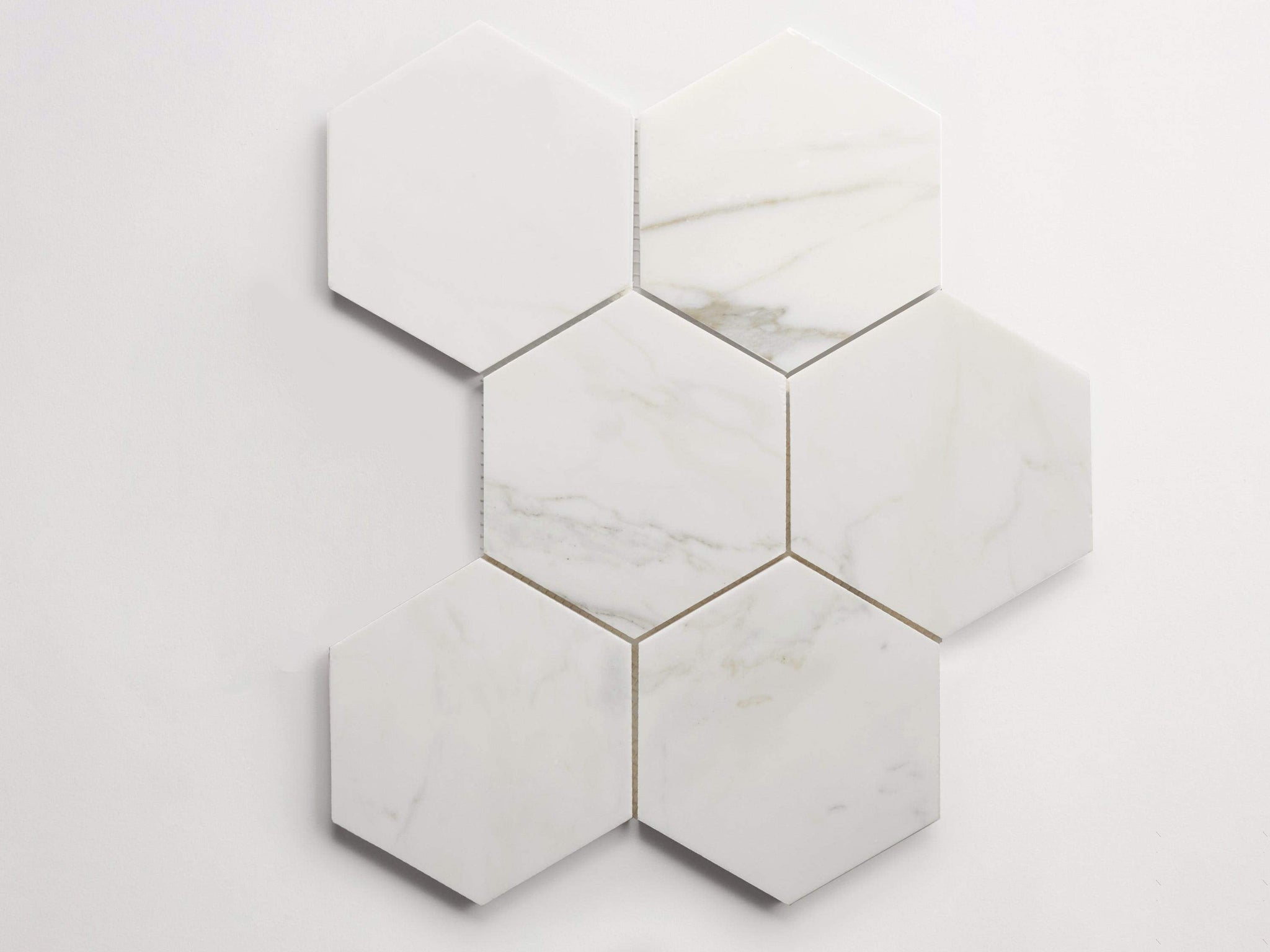 clé calacatta gold | six hex mosaic sheet ~ 5.75"x5"x0.375" – clé tile