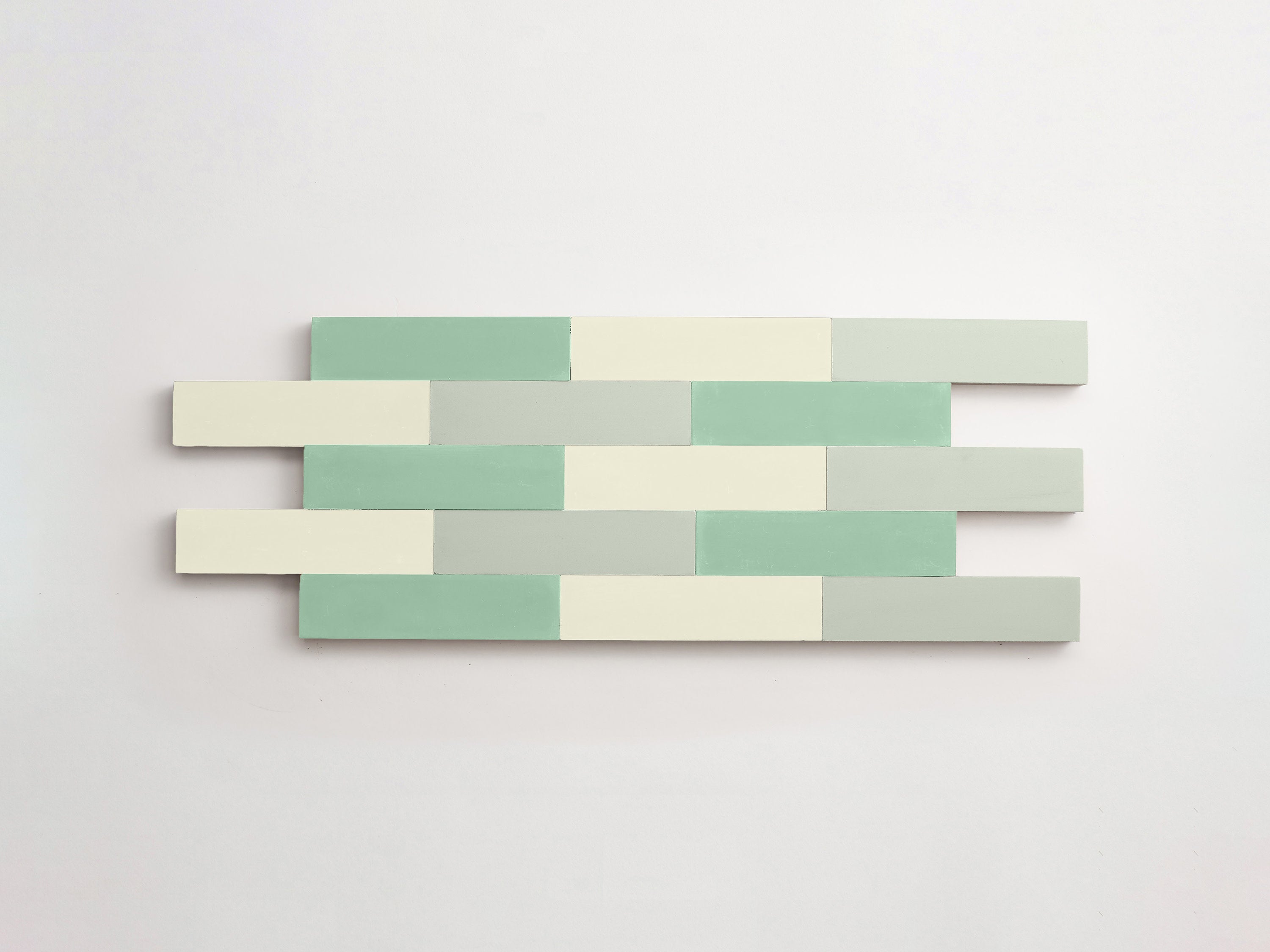 2x8 rectangle | green, blue, white | checkerboard cement tile | clé ...