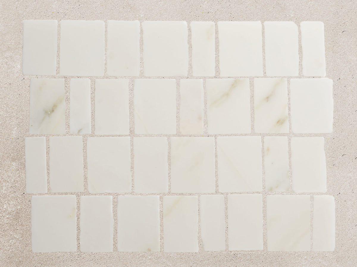 calacatta gold | mosaic tile | rough cut lapidary | clé – clé tile