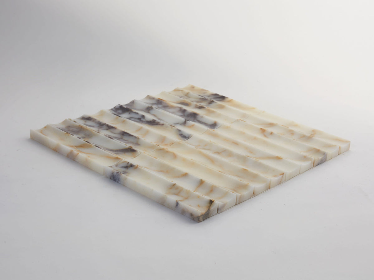 calacatta viola | fluted marble 3d-tile | etui petit | clé – clé tile