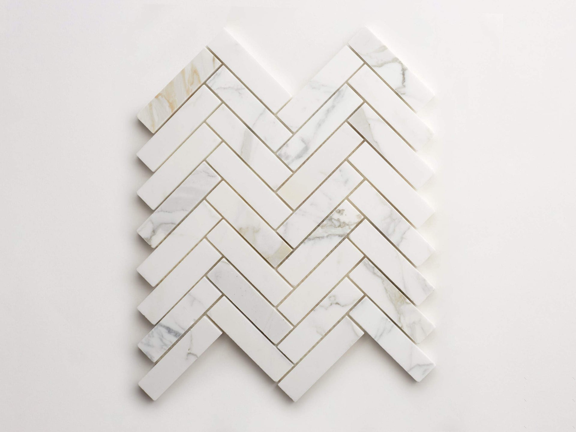 clé calacatta gold | herringbone mosaic sheet ~ 1"x3¾"x⅜" | clé tile