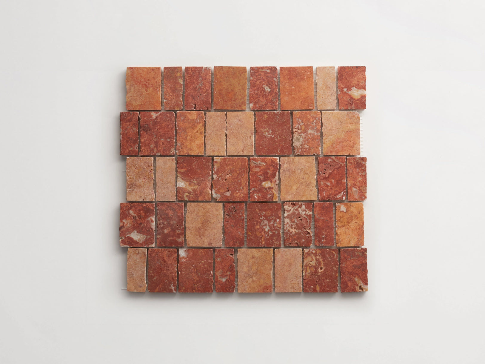 mosaic tile | red travertine | standard joint lapidary | clé – clé tile