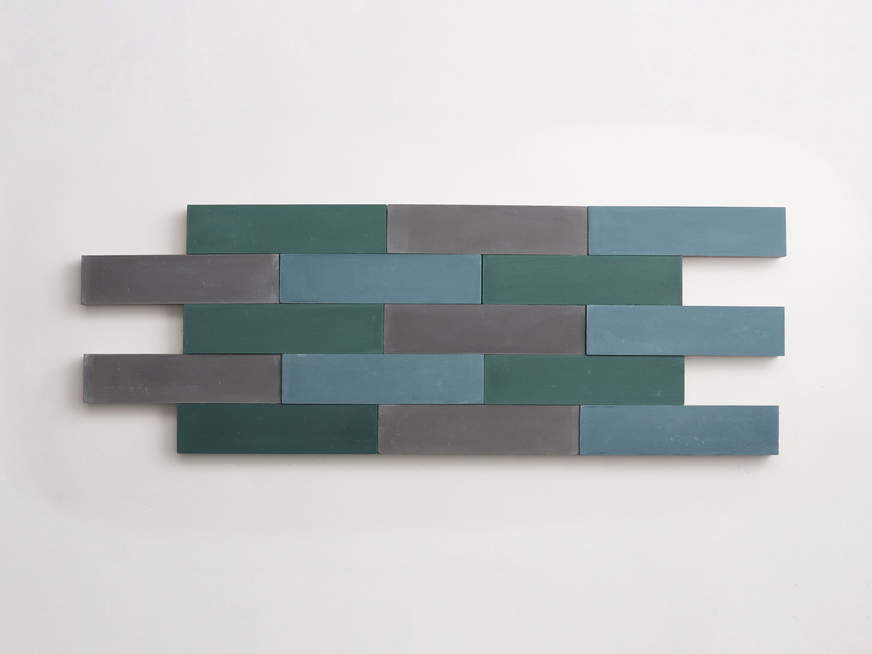 3x12 rectangle | blue, green, grey | checkerboard cement tile | clé ...