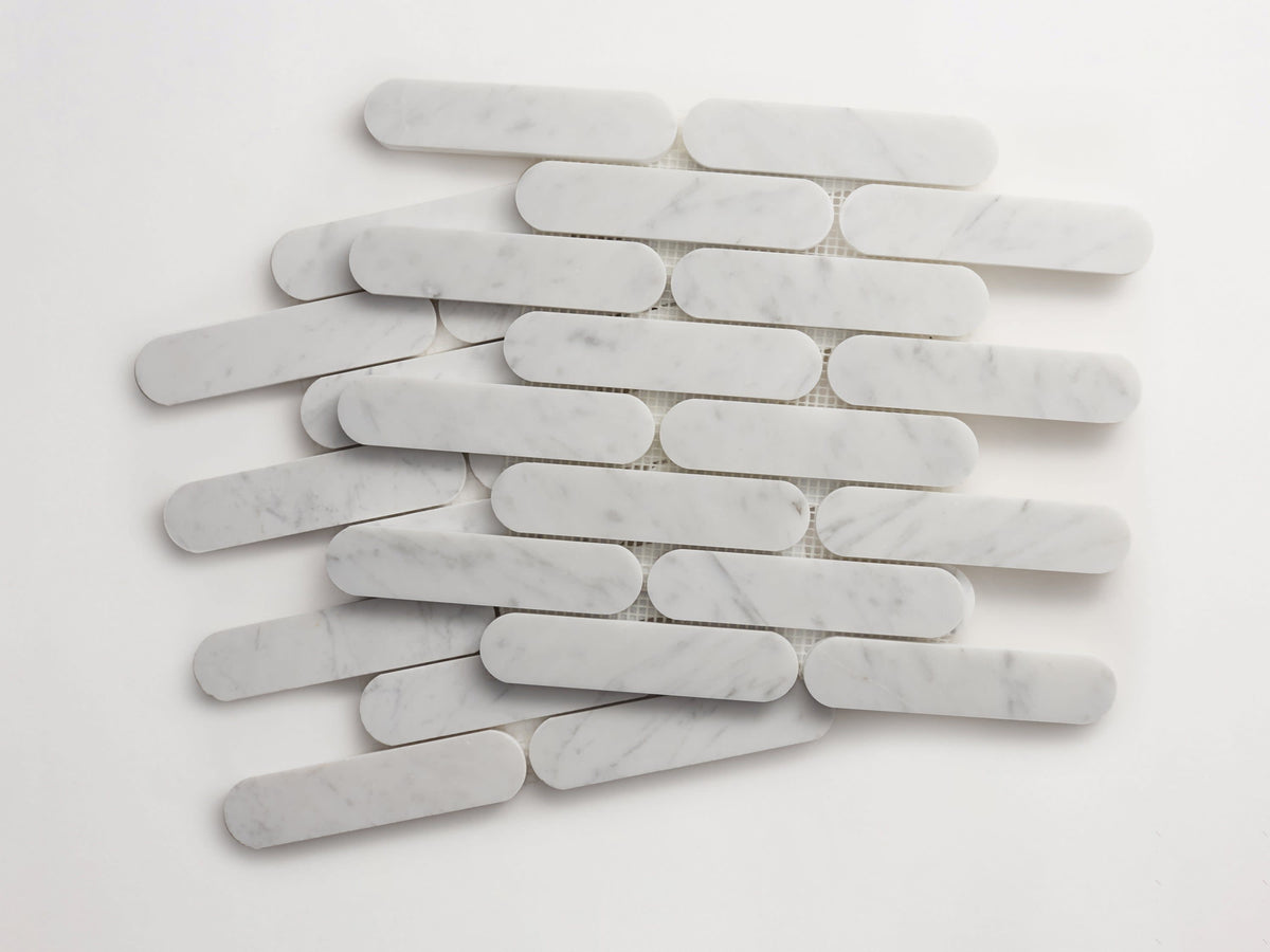 carrara marble | mosaic tile | petit oval | lapidary | clé – clé tile