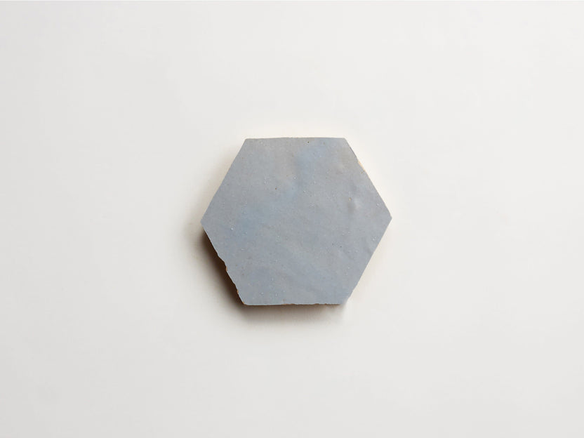 light blue zellige tile | shattered pearl hexagon | clé | clé tile