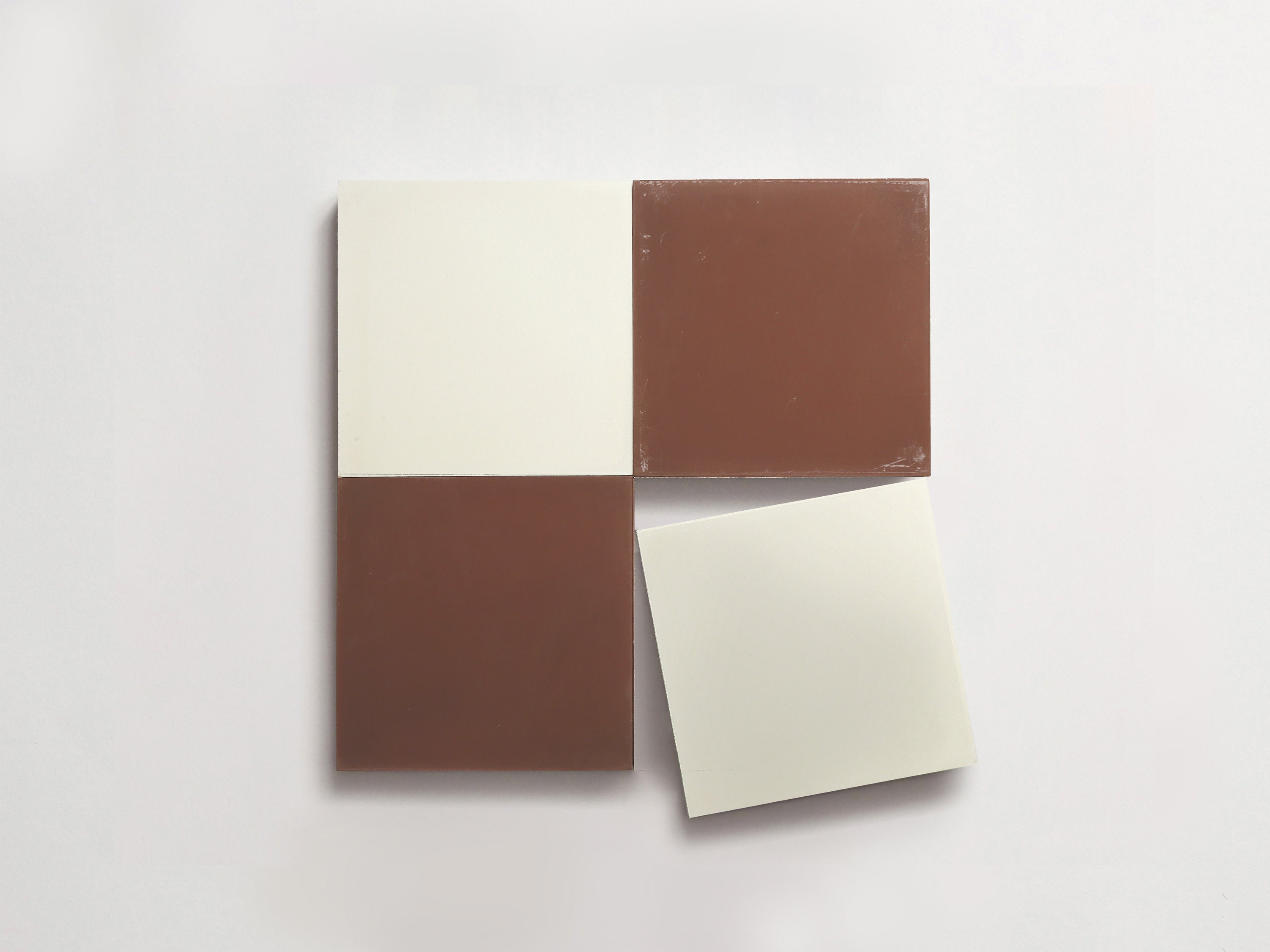 4x4 square | white, brown | checkerboard cement tile | clé – clé tile