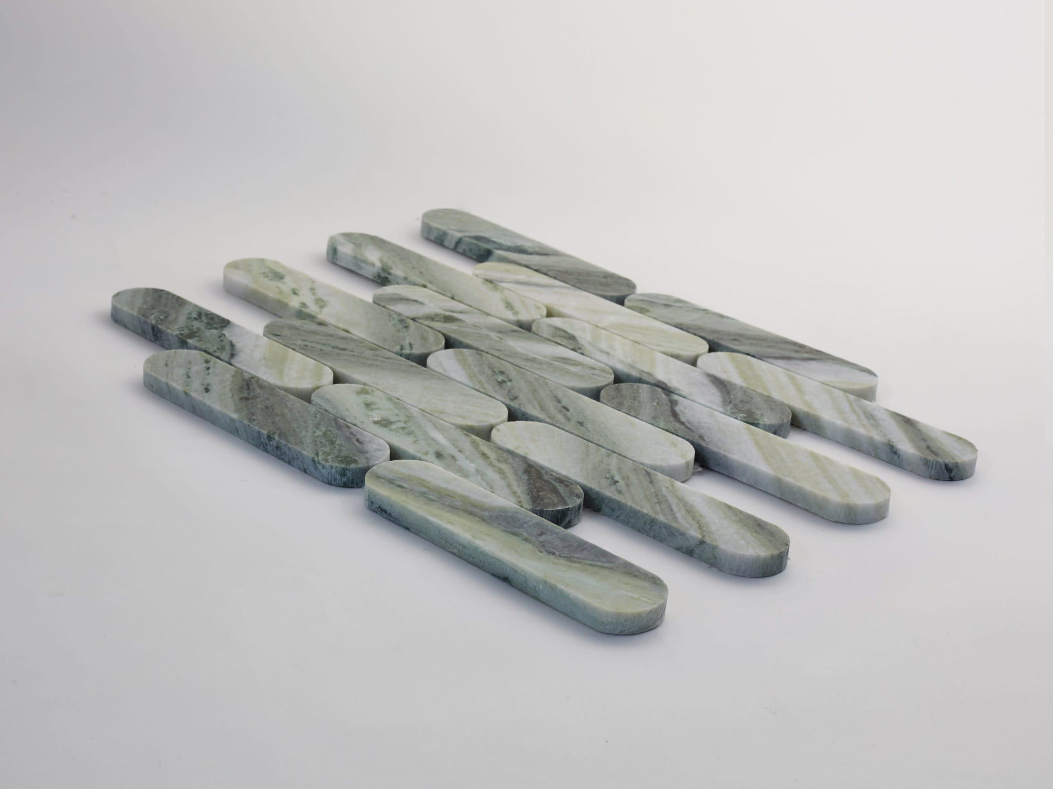 green marble | mosaic tile | oval petit | lapidary | clé – clé tile