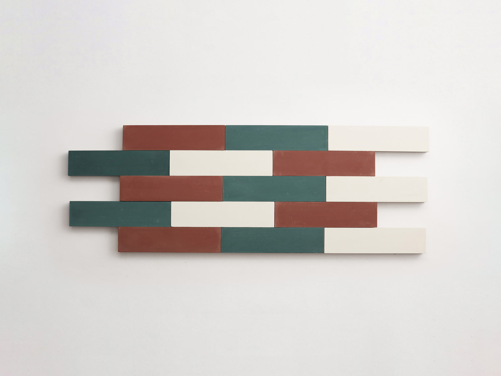 2x8 rectangle | brown, green, white | checkerboard cement tile | clé ...