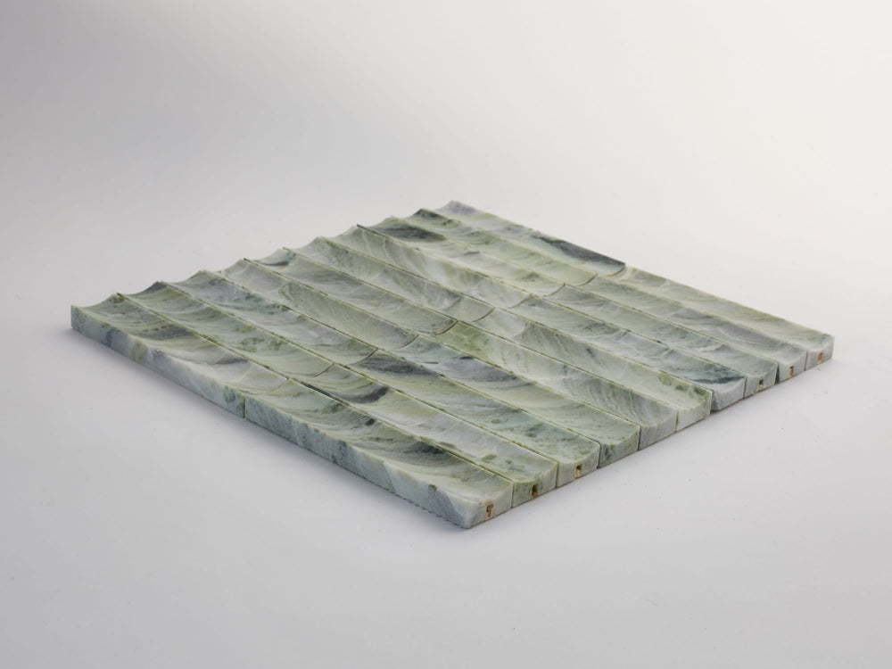 green marble | fluted 3d-tile | etui petit lapidary | clé – clé tile