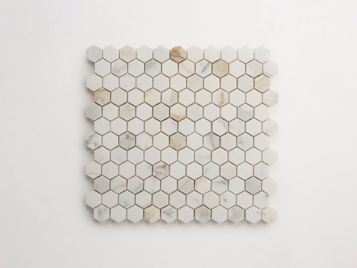 clé calacatta gold | hex mosaic sheet ~ 1⅛"x1"x⅜" | clé tile