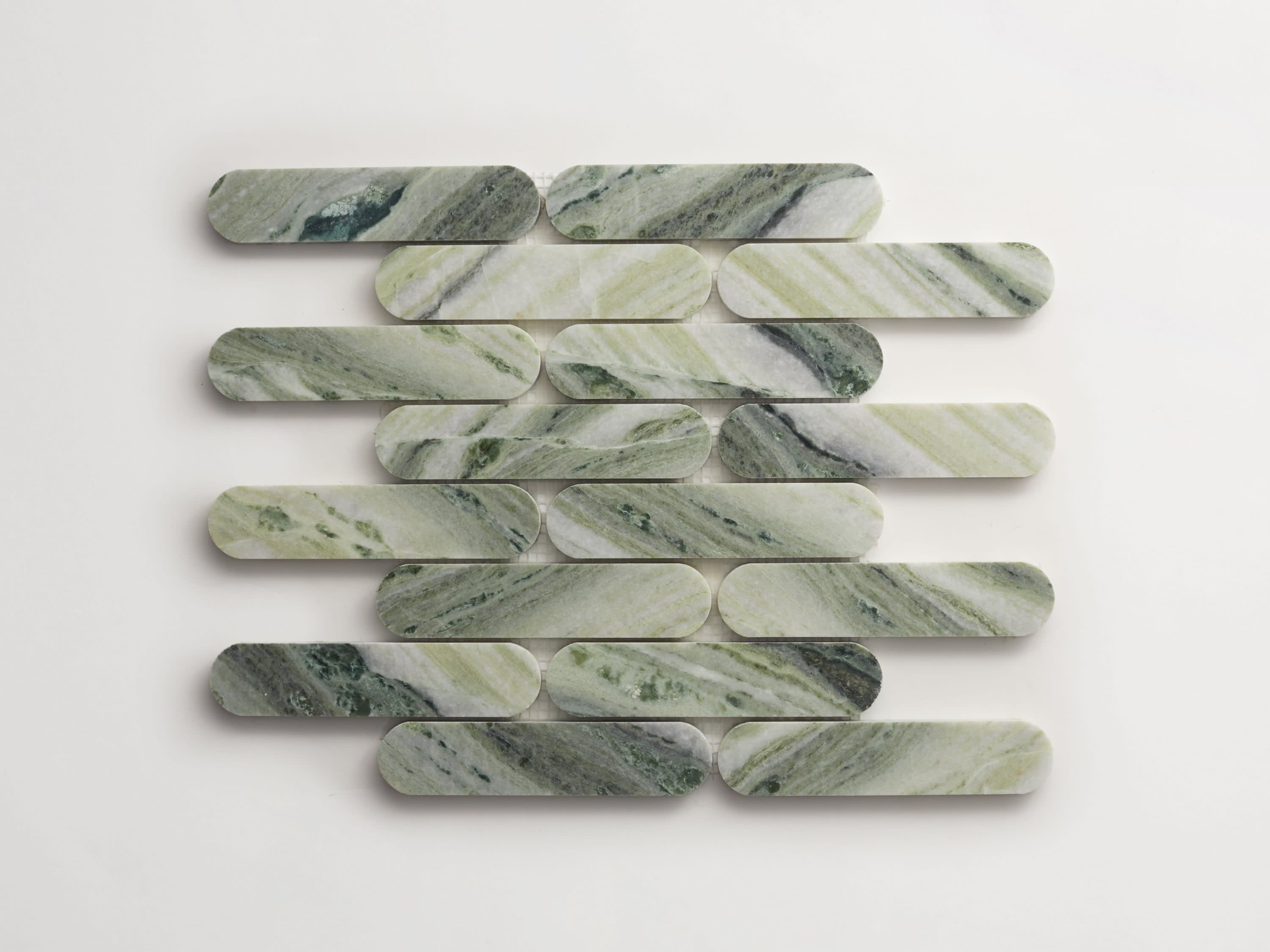 green marble | mosaic tile | oval petit | lapidary | clé – clé tile