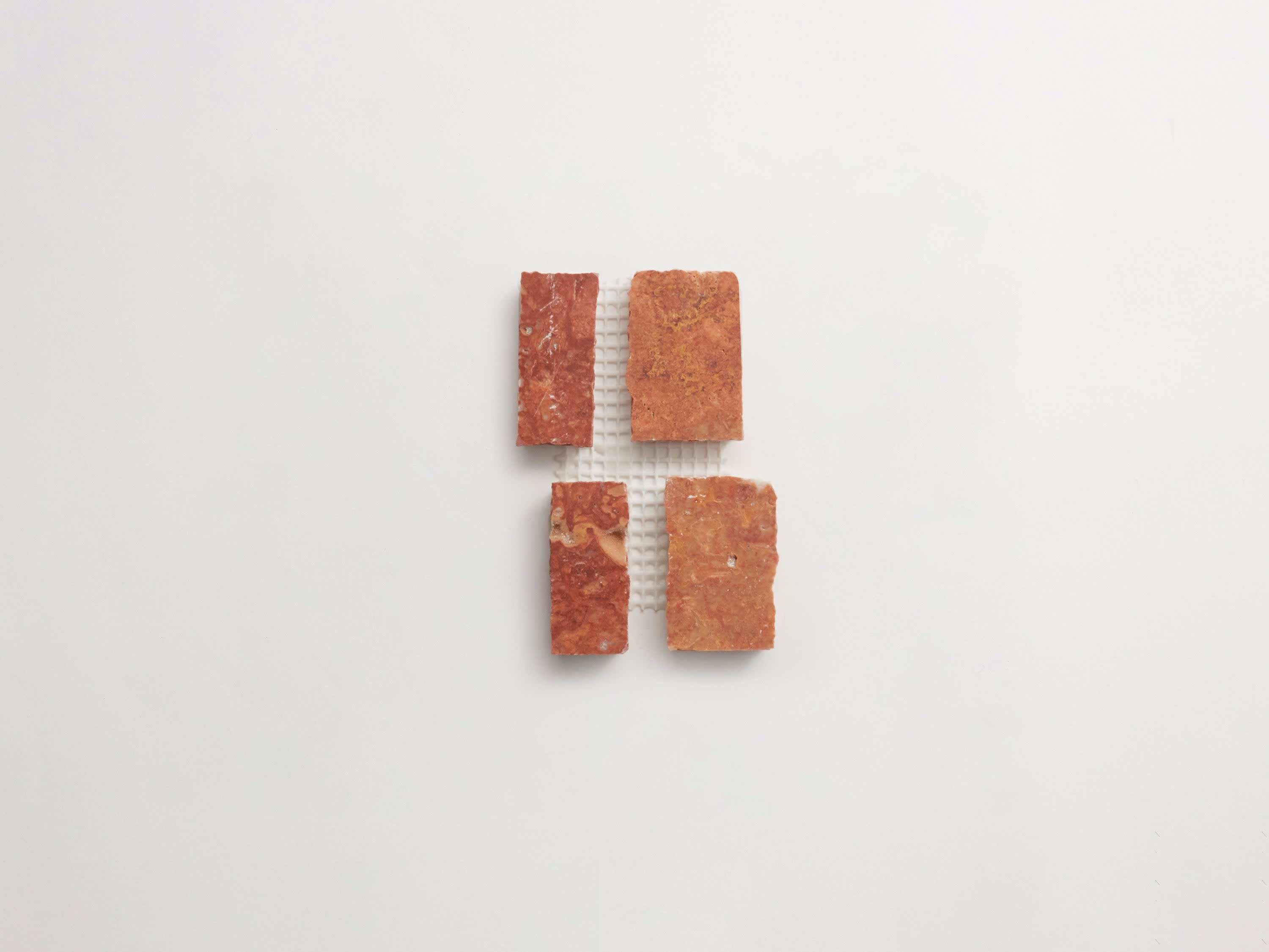 red travertine | rough cut mosaic tile | lapidary | clé tile