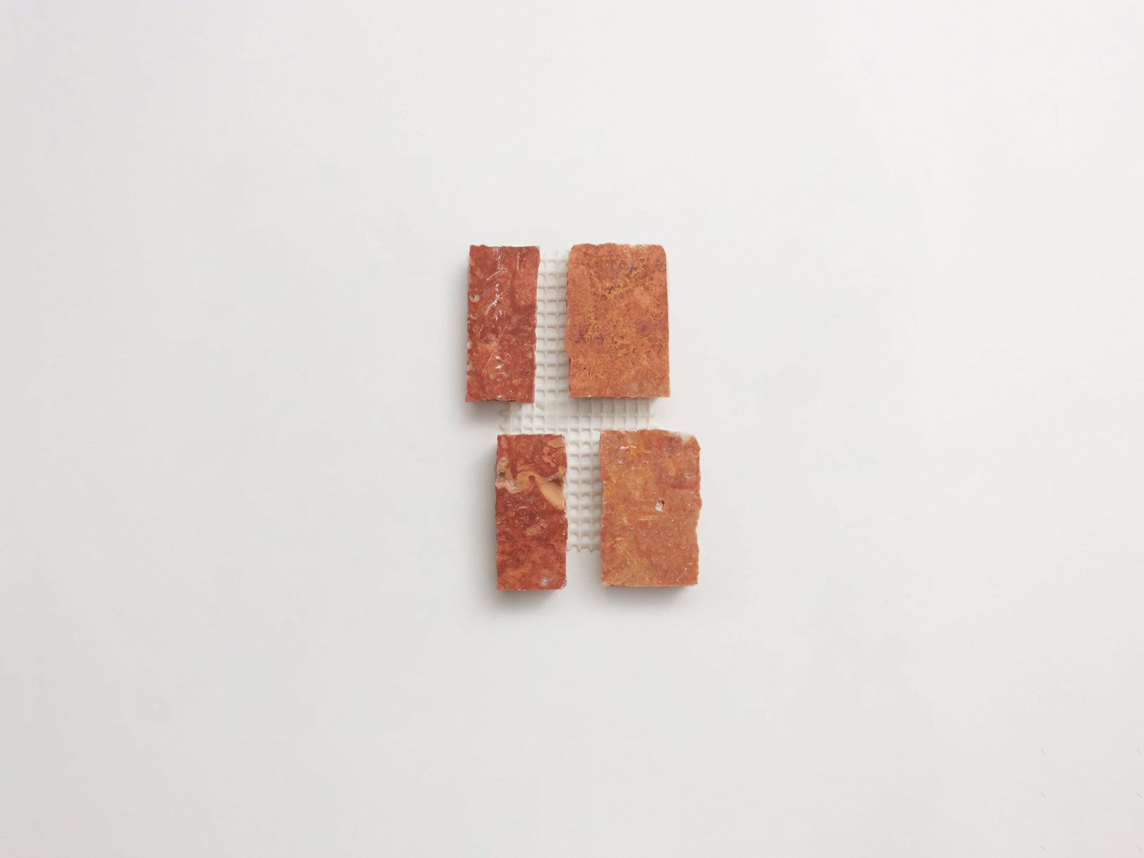 red travertine | rough cut mosaic tile | lapidary | clé tile