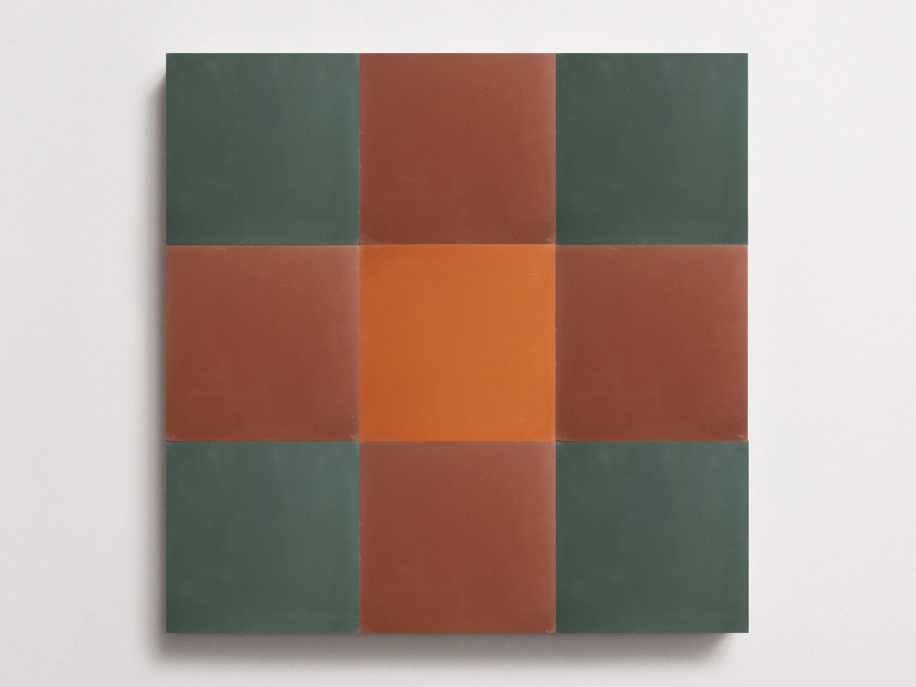 Cement Checkerboard Tile Trio 8x8 | Green, Brown, Orange | clé