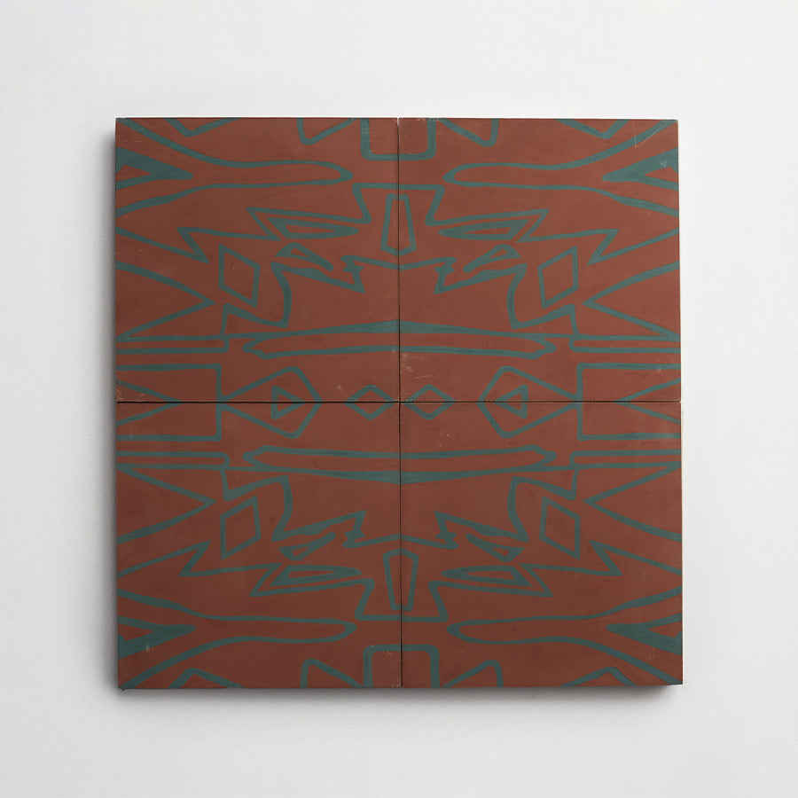 Eskayel | patterned cement tile | 8 in square | brown & green | clé