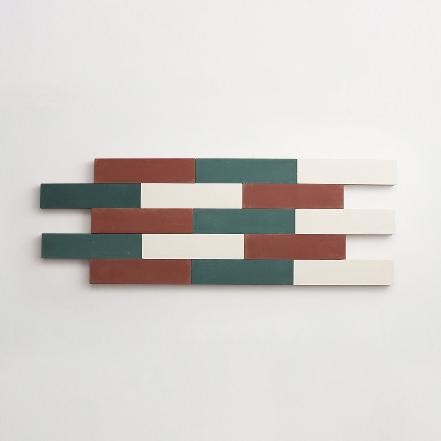 Cement Checkerboard Tile Trio 12x3 | Brown, Green, White | clé
