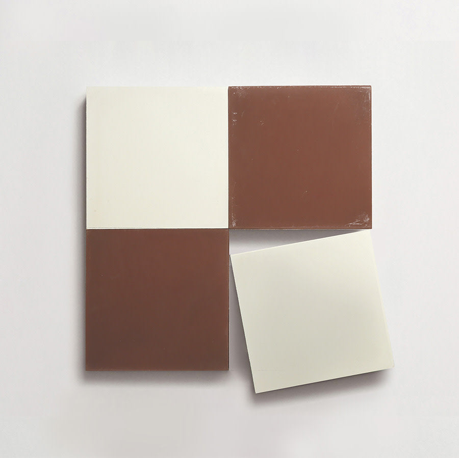 Cement Checkerboard Tile Bundle 4x4 | White, Chestnut Brown | clé