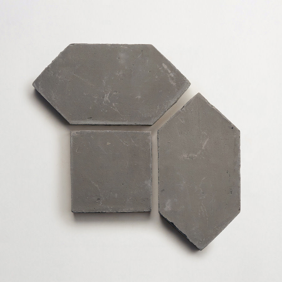 Terracotta Tile | 4" Square + Hex | Unfinished Grey | clé Tile
