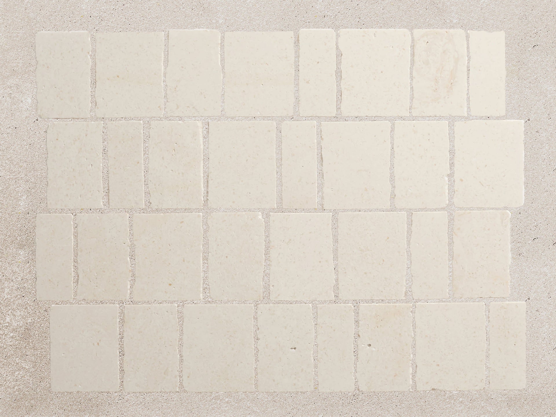 limestone tile | white mosaic | rough cut lapidary | clé | clé tile