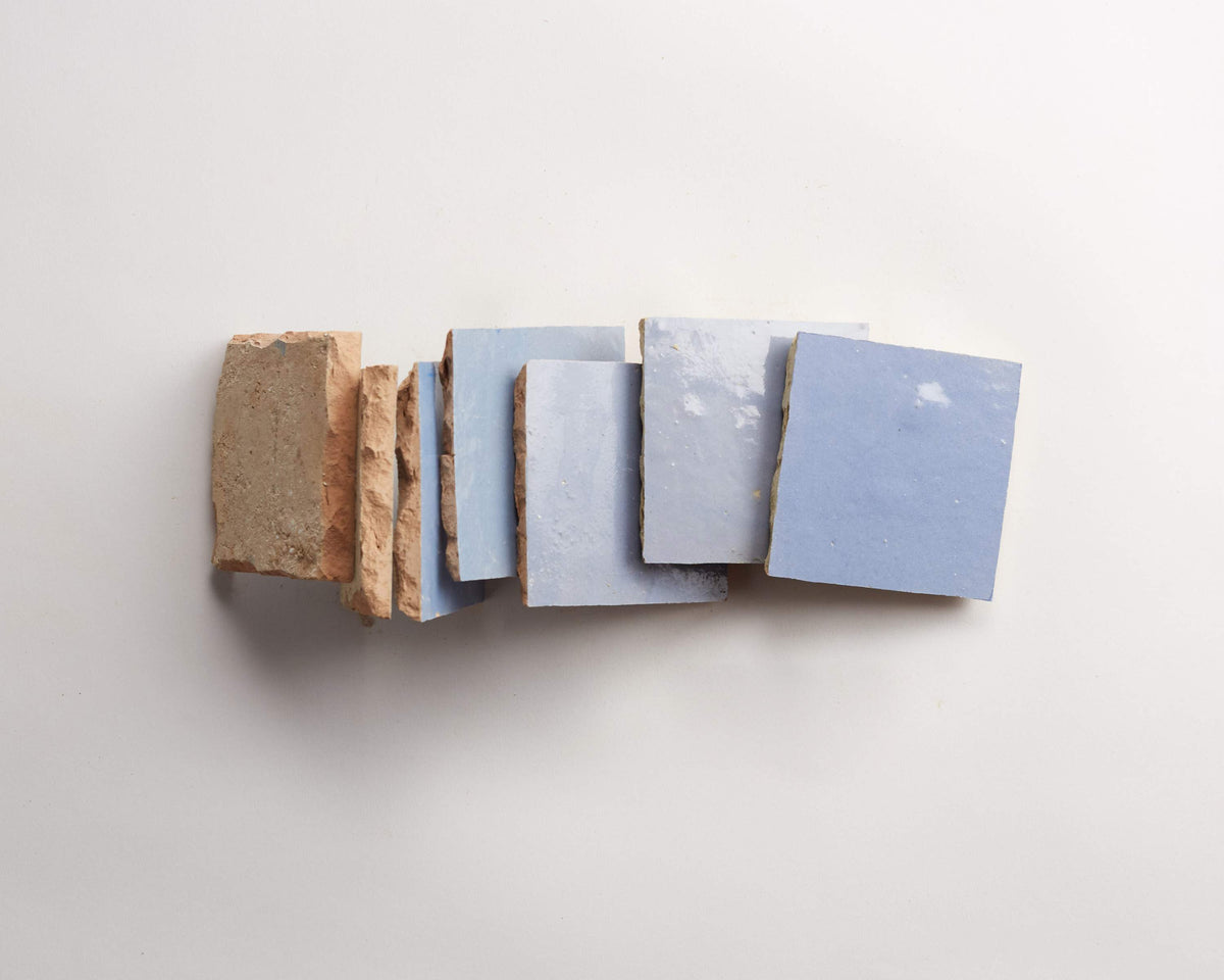 zellige tiles | sky bloom soft blue 4" square | clé