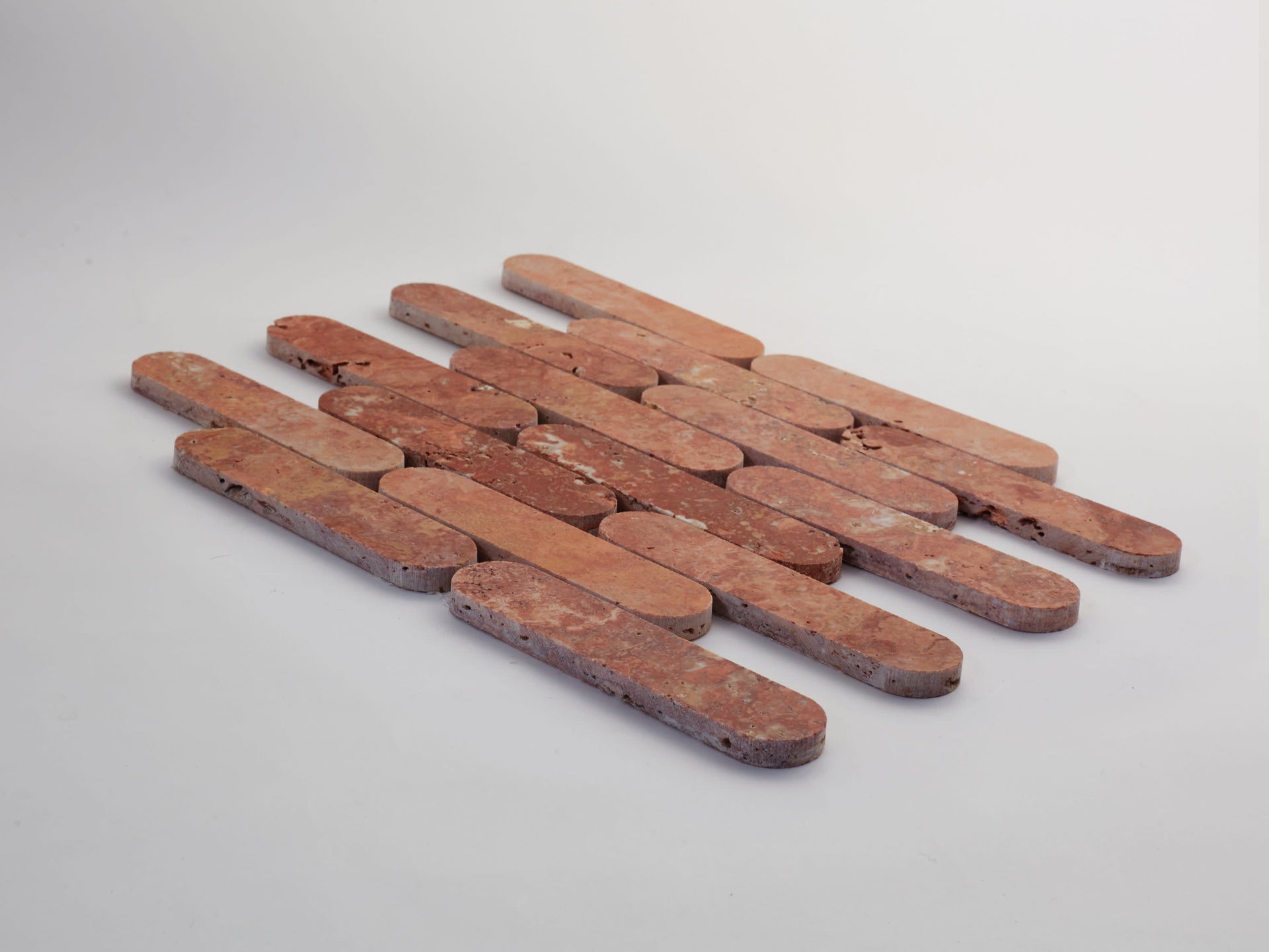 mosaic tile | oval tile |red travertine | lapidary | clé | clé tile