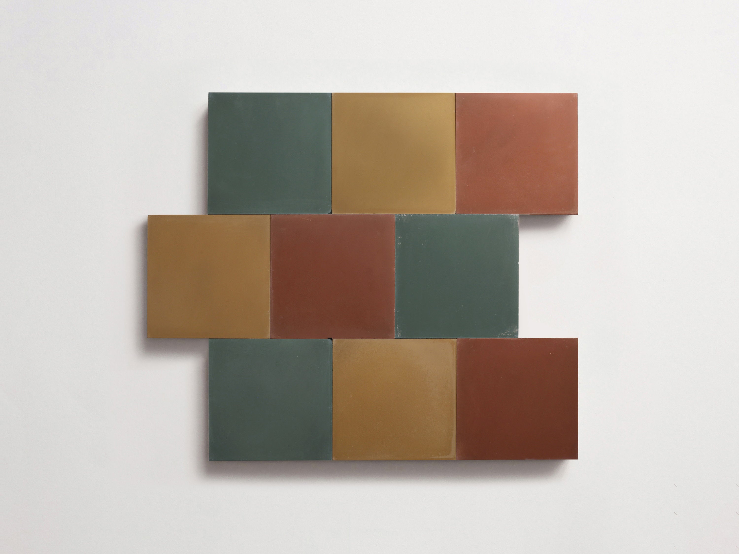 4x4 square | brown, green | checkerboard cement tile | clé – clé tile