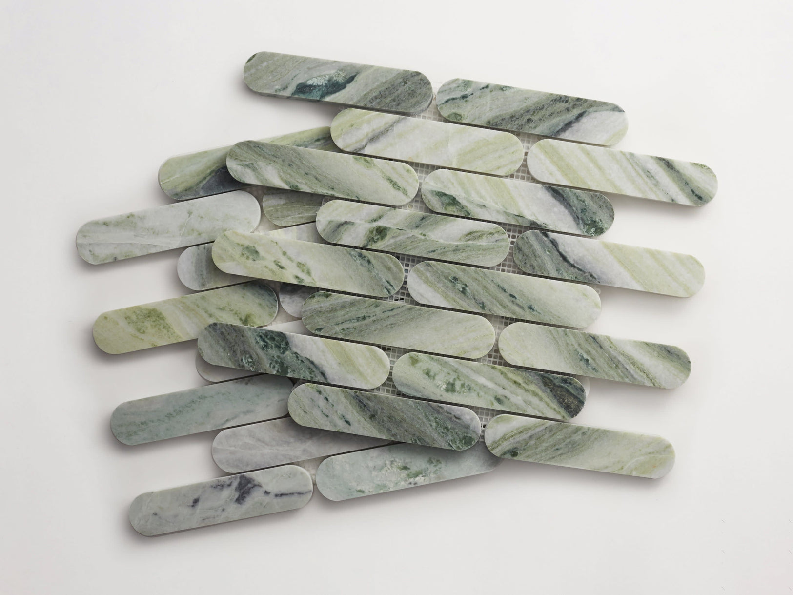 green marble | mosaic tile | oval petit | lapidary | clé – clé tile